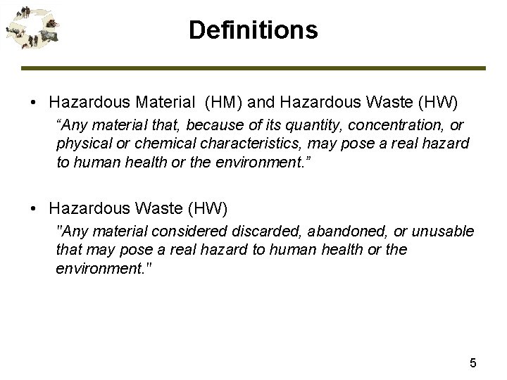 Environmental Toolbox Technical Module Hazardous Material HM and