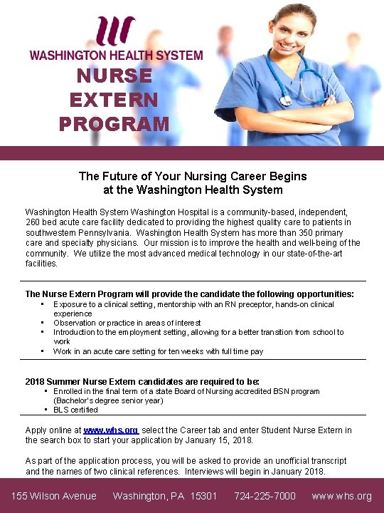NURSE EXTERN PROGRAM The Future of Your Nursing