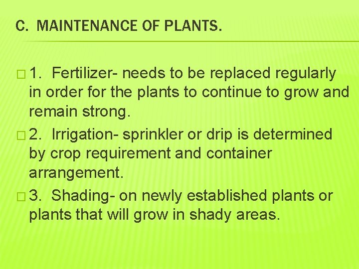 PLANT PRODUCTION 3 01 A NURSERY STRUCTURES AND