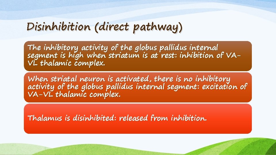 Basal ganglia function Domina Petric MD Disinhibition in
