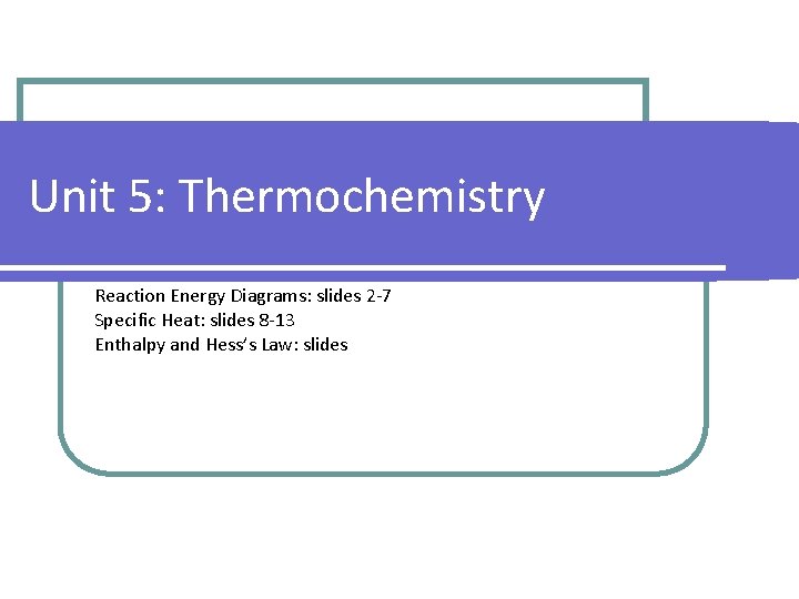 Unit 5 Thermochemistry Reaction Energy Diagrams slides 2