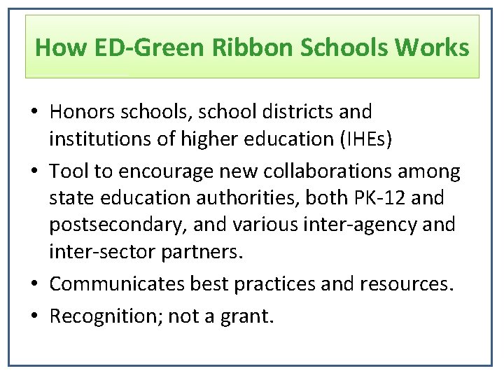Why EDGreen Ribbon Schools History Authorities and Programs