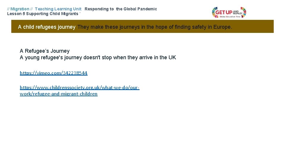 MIGRATION Teaching Learning Unit LESSON 5 DURATION 1