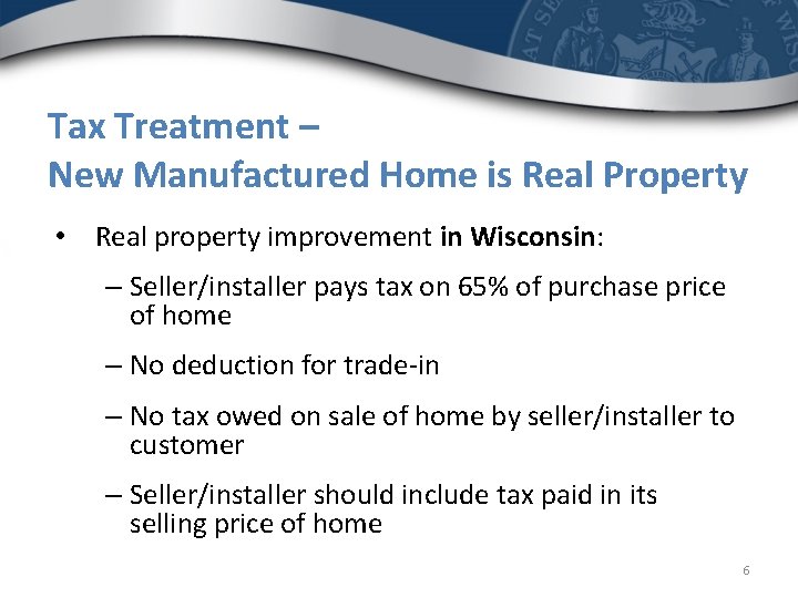 Sales and Use Taxes on Manufactured Homes Wisconsin