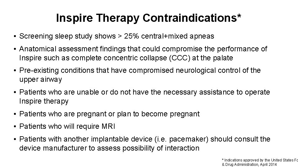 Inspire Therapy Indications Adults 22 years of age