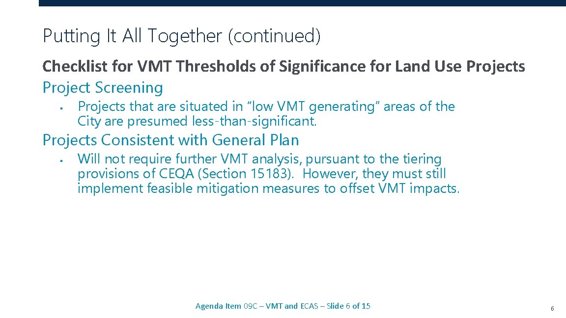 City Council Study Session Vehicle Miles Traveled VMT