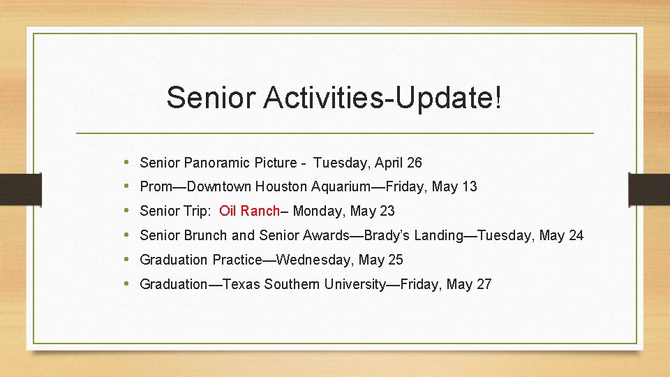 Senior Class Meeting November 18 2015 Go Mustangs