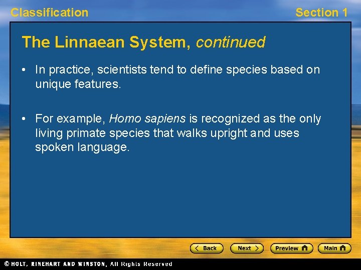 Classification Section 1 The Importance of Classification Section