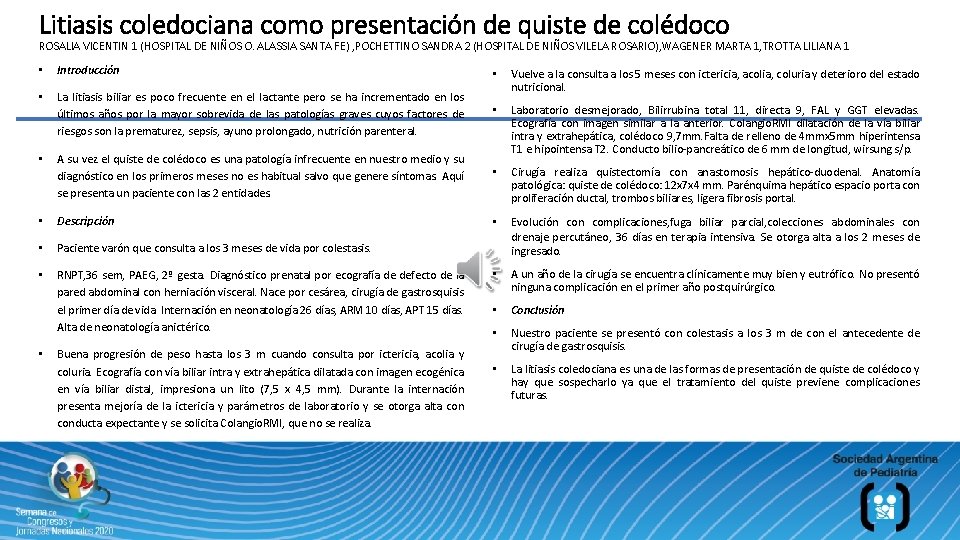 Litiasis coledociana como presentacin de quiste de coldoco