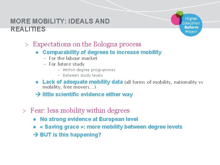 ACCESS FROM BACHELOR TO MASTER STATUS AND CHALLENGES