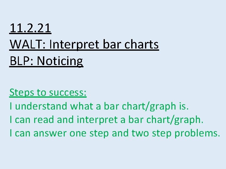 11 2 21 WALT Interpret bar charts BLP
