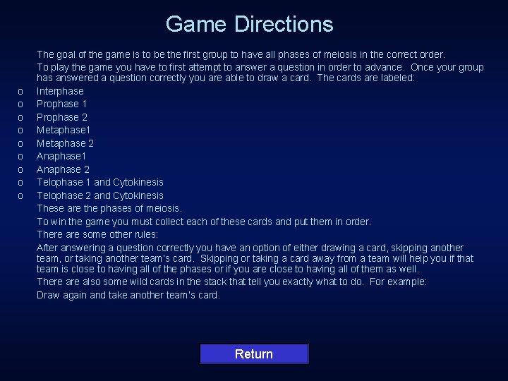 Story Cell Division Game Directions Game Preparation Play