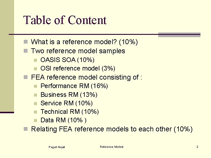 Table of Content n What is a reference