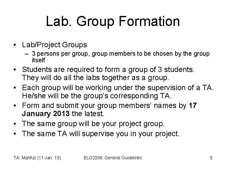 ELG 2336 Introduction to Laboratory TA Mahfuz upal