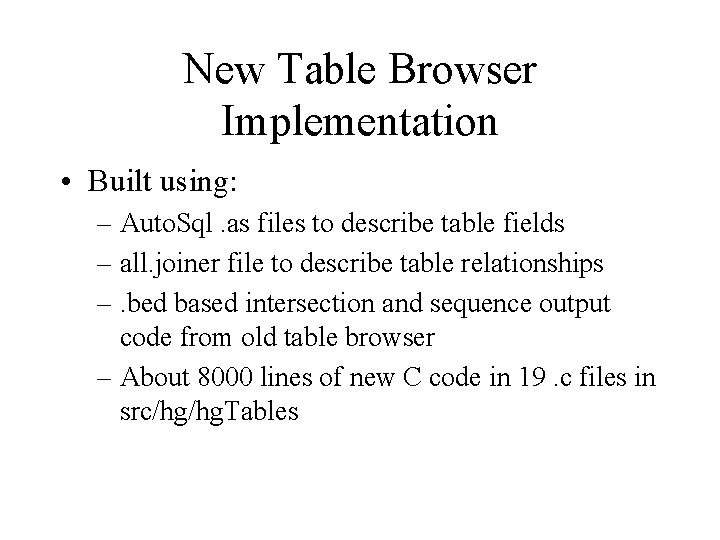 The new Table Browser Talk Outline Table Browser