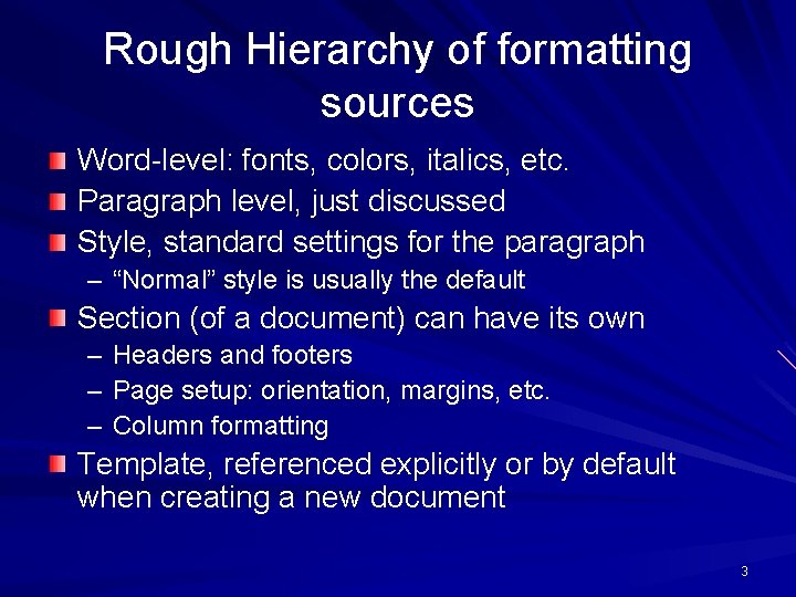 Paragraph and Page Formatting in Word Graham Seibert