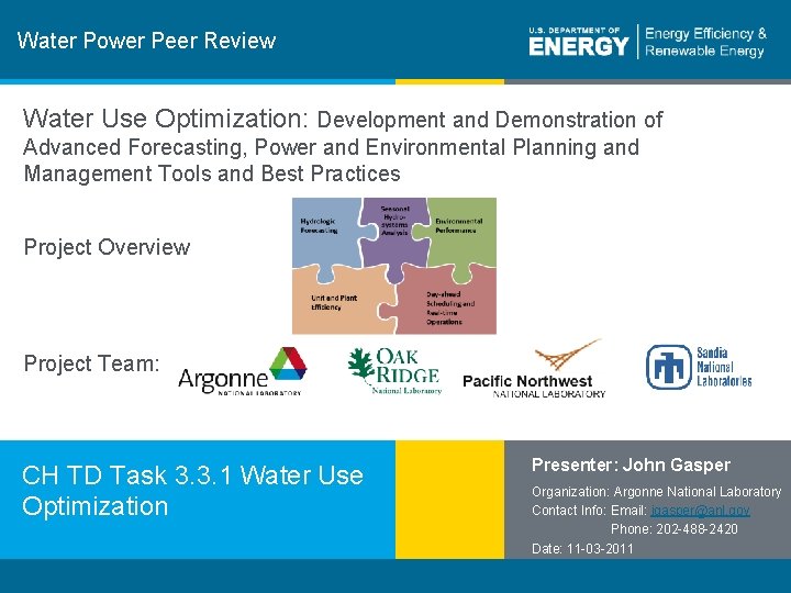 Water Power Peer Review Water Use Optimization Development