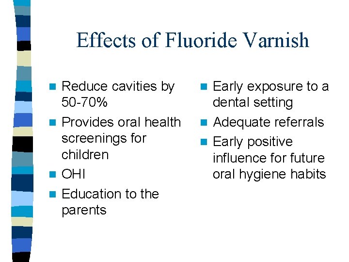 School Fluoride Mouthrinse Program Susie Beem Dental health