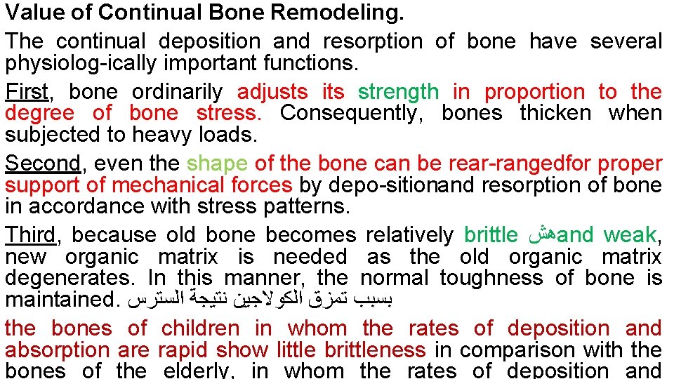 Bone remodeling Deposition of Bone by the Osteoblasts