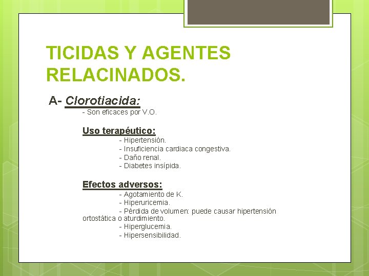 DIURETICO S INHIBIDORES DE LA ANHIDRASA CARBNICA Acetazolamida