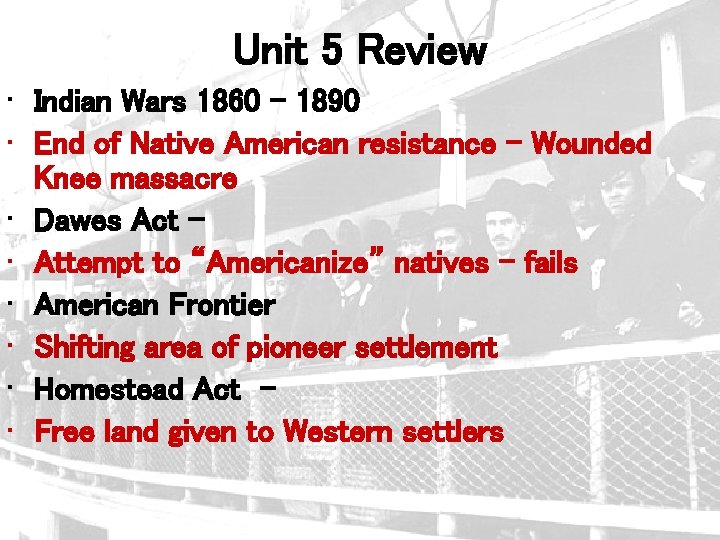 Unit 5 Review Unit 5 Review Old Immigrants