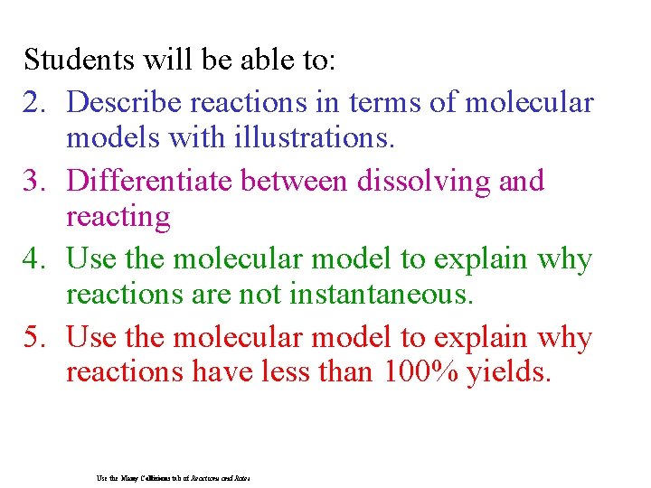 Reactions and Rates Activity 1 Introduction to reactions