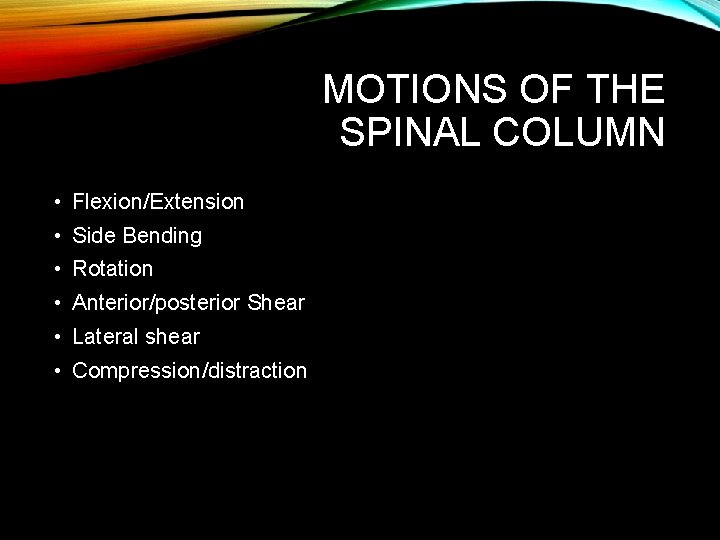 THE SPINE AND POSTURE Spring 2015 OBJECTIVES Review