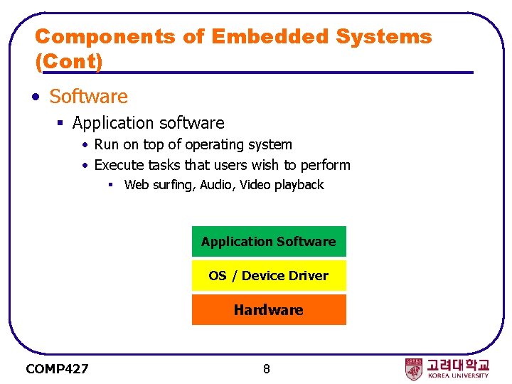 COMP 427 Embedded Systems Lecture 1 What is