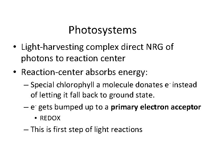 Generating Chemical Energy Brought to you by Photosynthesis