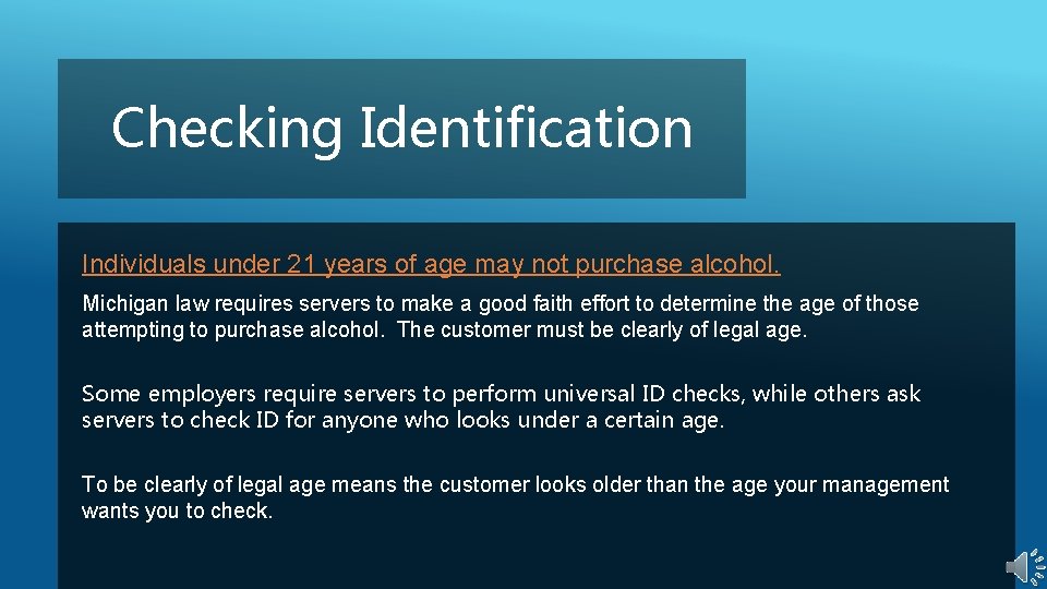 Checking Identification Individuals under 21 years of age