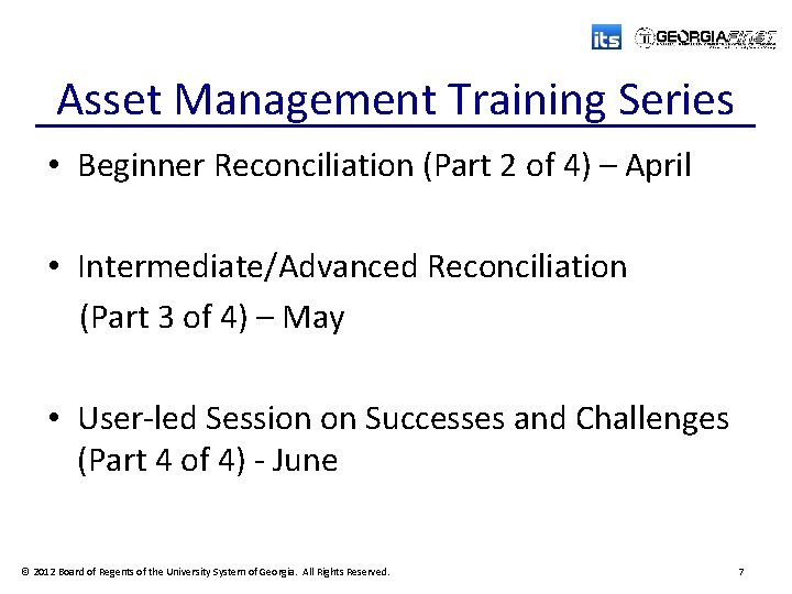 Asset Management Training Series Part 1 of 4