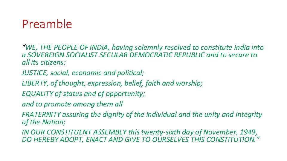 Preamble to Indian Constitutional LawI UnitI3 Meaning and