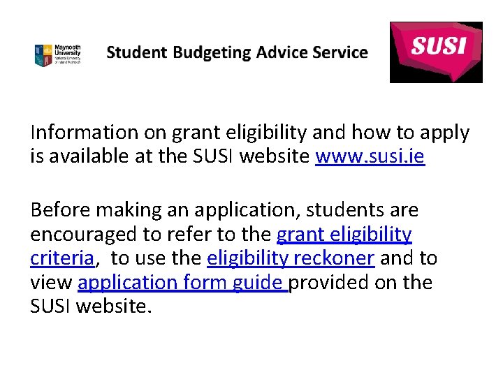Student Budgeting Advice Service SUSI Information Session Ruth