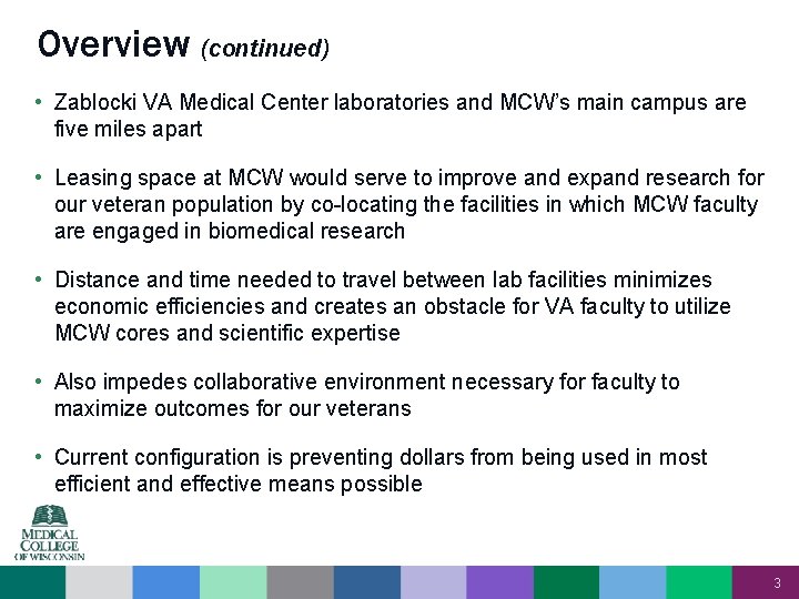 THE POTENTIAL LEASING OF LABORATORY SPACE BY THE