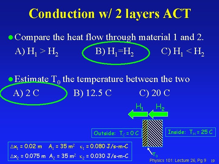 Final Physics 101 Lecture 26 Conduction Convection Radiation