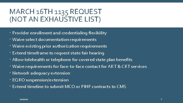 FEDERAL 1135 WAIVER FLEXIBILITIES REQUESTED BY DHCS Michelle