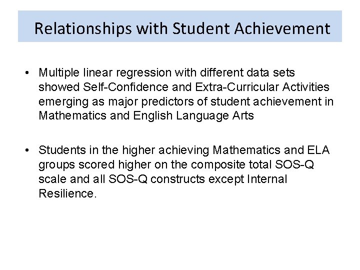 Using the Student Orientation to School Questionnaire SOSQ