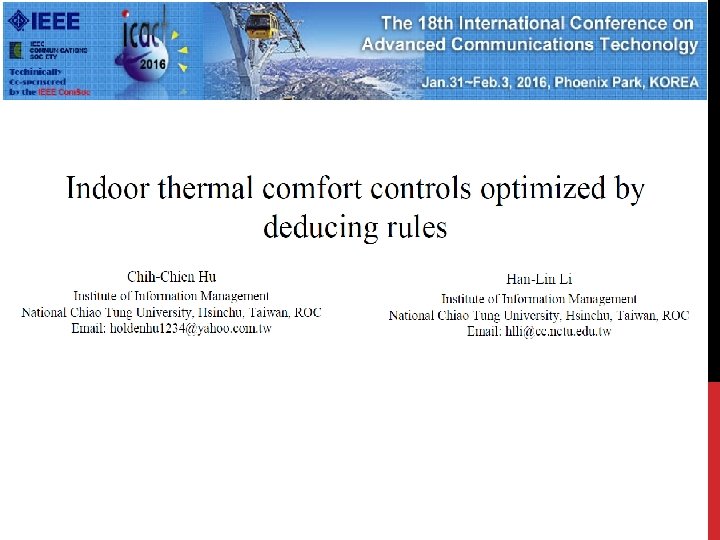 OUTLINES Abstract Introduction Method Thermal Comfort Control Mechanism