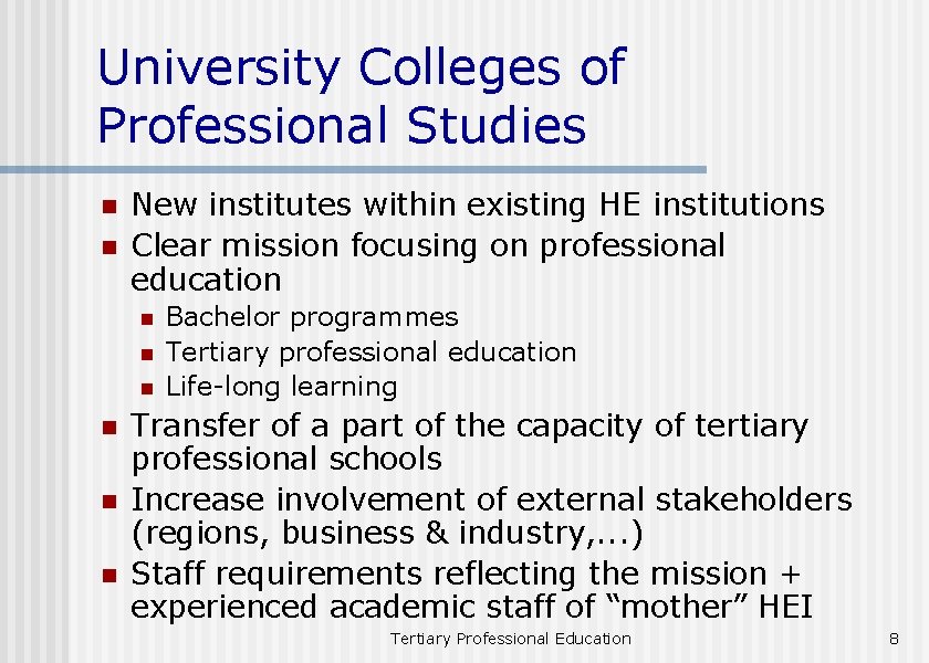 Tertiary Professional Education Development and Challenges OECD Country
