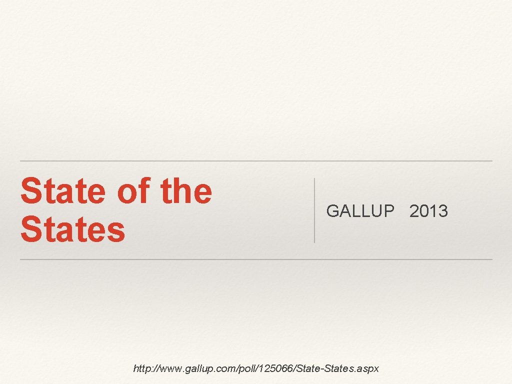 State of the States GALLUP 2013 http www