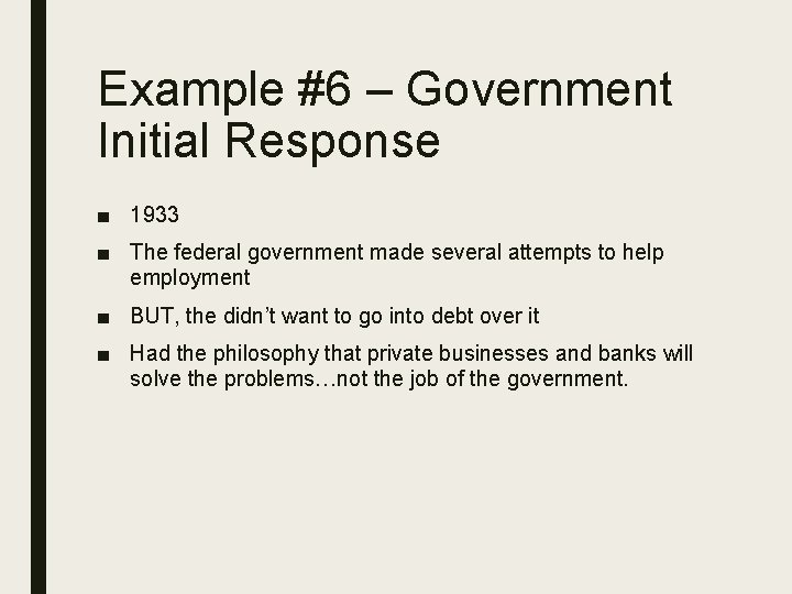 ROOTS OF THE GREAT DEPRESSION Example 1 Smoot