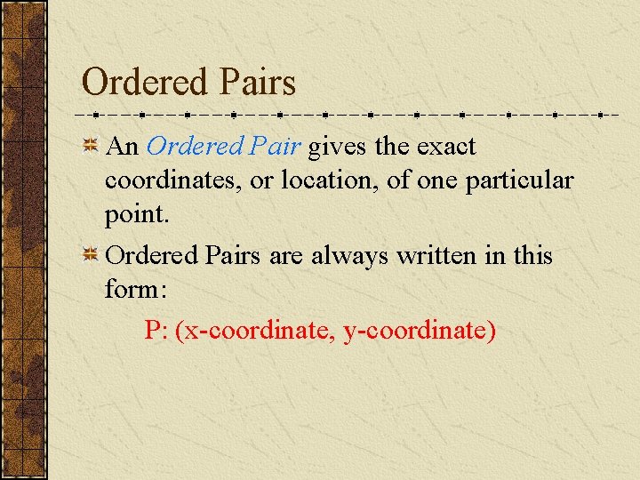 THE COORDINATE PLANE 1 6 Part 1 VOCABULARY