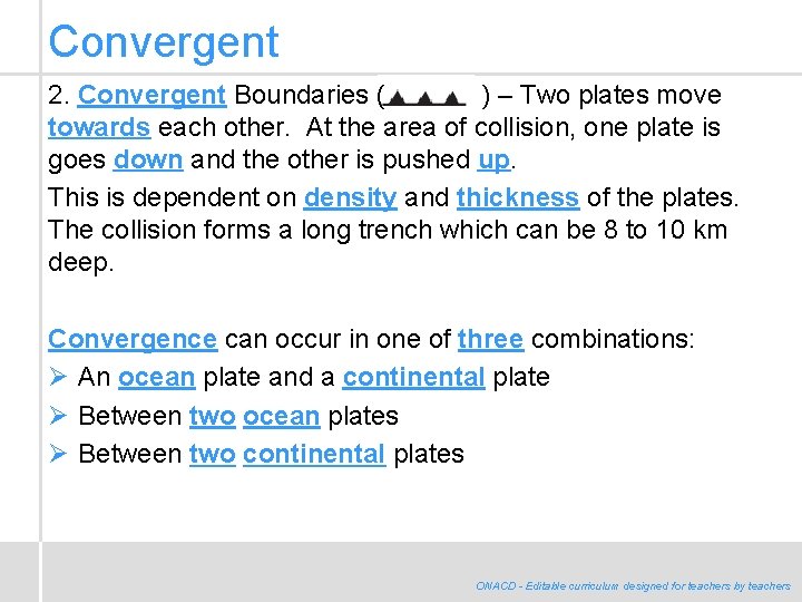 Plate Tectonics Plate Boundaries ONACD Editable curriculum ...