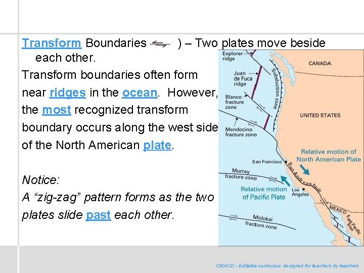 Plate Tectonics Plate Boundaries ONACD Editable curriculum ...