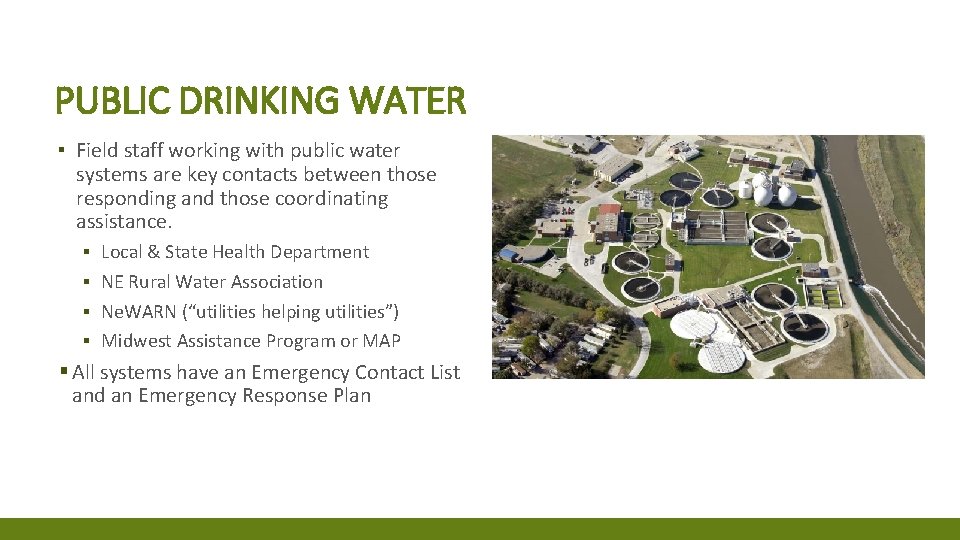 NEBRASKA DRINKING WATER DIVISION 2019 FLOOD RESPONSE SUE