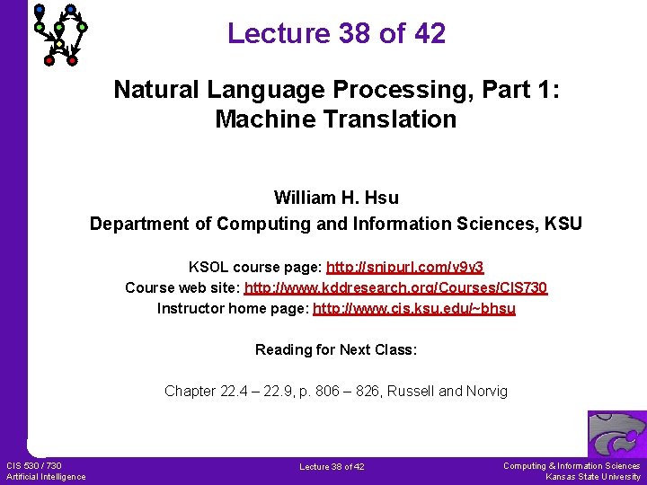 Lecture 38 of 42 Natural Language Processing Part
