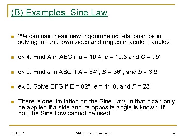 Lesson 40 Sine Law The Ambiguous Case Math