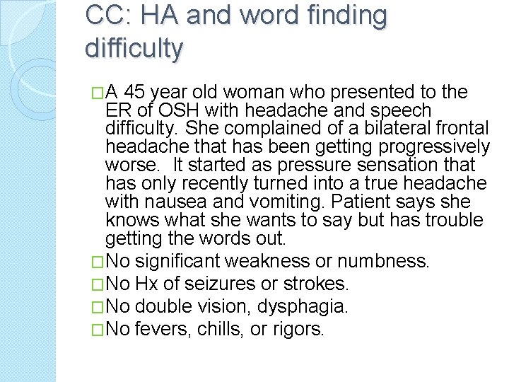 CC HA and word finding difficulty A 45