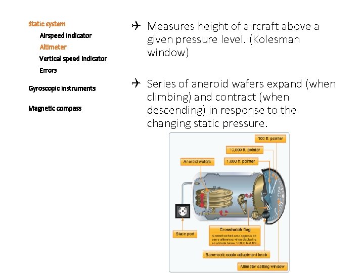 Operation of Flight Systems Static System Instruments Gyroscopic
