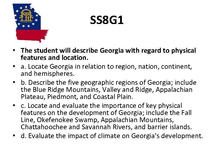 Georgia Studies Eighth Grade Unit 2 Georgia Geography